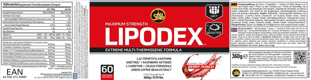 LIPODEX berry punch etiketa